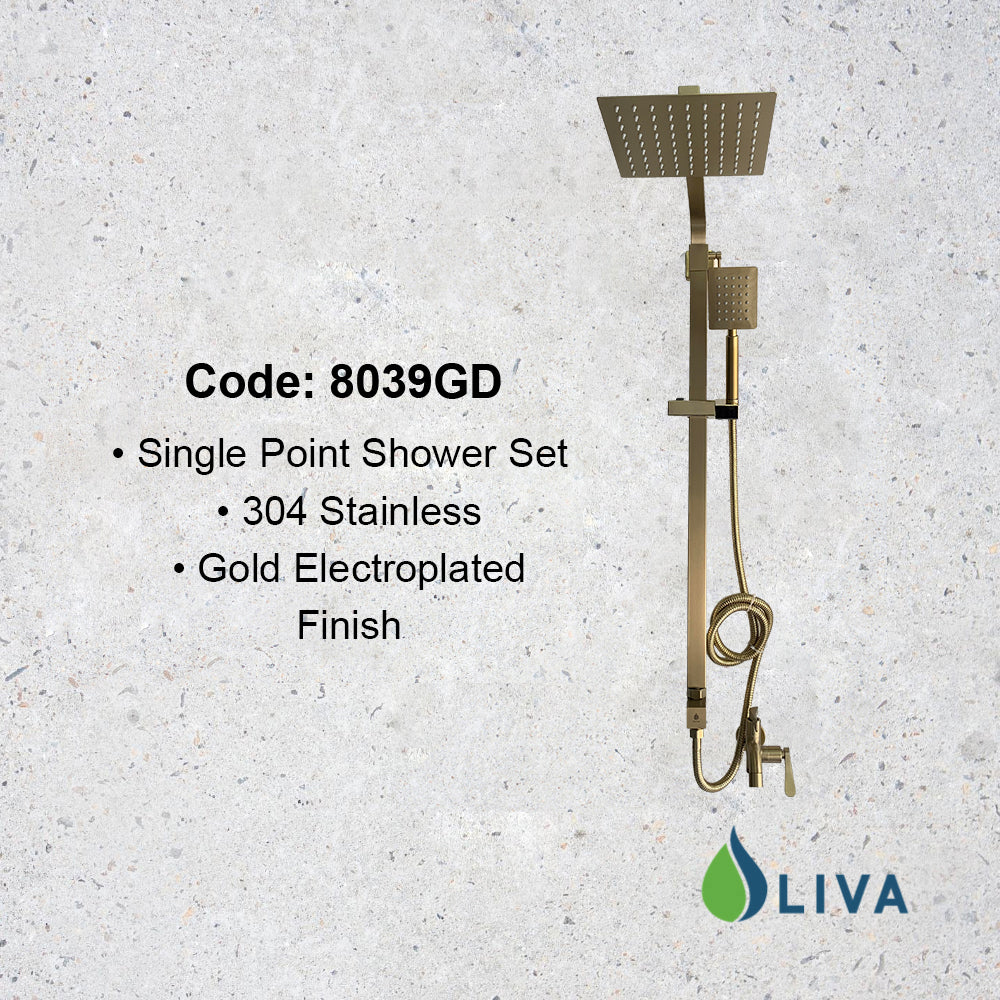 Oliva Gold Single Point Shower Set - 8039GD – Oliva Kitchen and Bath